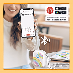 MARKLIFE P12 Portable Bluetooth Label Printer - Mini Thermal Sticker Machine for Home, Office, Storage, Barcode, Gift Labels (Color, 1 Printer+4 Tapes+Case)