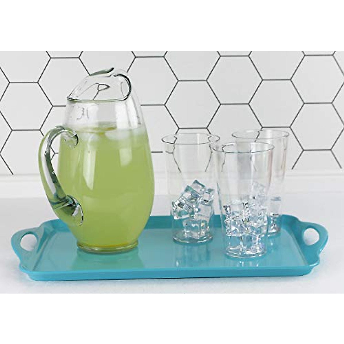 Calypso Basics Rectangular and Tidbit Serving Tray Set, Turquoise