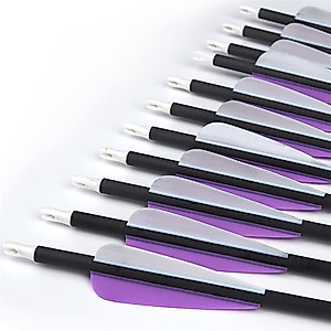 Huntingdoor Archery Carbon Arrows 31'' Targeting Arrows 350 Spine with Removable Tips for Recurve Bow Compound Bow Longbow Hunting Shooting Practice