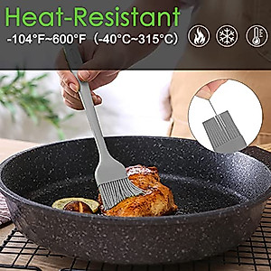 TACGEA Silicone Basting Pastry Brush Heat Resistant, Kitchen Cooking Brushes for Oil, Spread Sauce, BBQ, Baking, Grilling, BPA Free, Set of 3 Gray