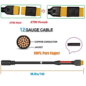DC 8mm Female ToXT90Male ConnectorsAdapter Connect Solar Panel for Lipo Battery Pack Compatible Portable Power Station and Solar Generator