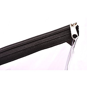 Handy Laundry Clear Tote Bag - Zipper Closure, Long Shoulder Strap, Fabric Trimming. (Black)