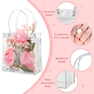 BESARME 20 Pack 6.3" x 5.9" x 2.8" Clear Gift Bags with Handle, Reusable Plastic Small Gift Bags for Party Favors Christmas Wedding Birthday