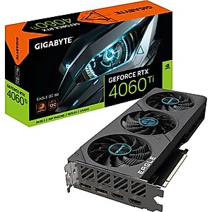 Gigabyte GeForce RTX 4060 TI Eagle OC 8GB Graphics Card - 8GB GDDR6 18Gbps 128bit, PCI-E 4.0, 2X DisplayPort 1.4, 2X HDMI 2.1a, NVIDIA DLSS 3, Supports 4K, Ada Lovelace Arch, GV-N406TEAGLE OC-8GD