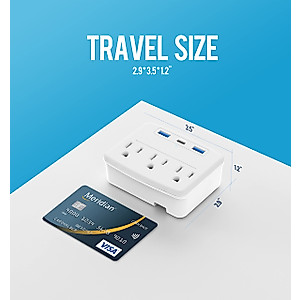 Cruise Power Strip Foldable Non Surge Protector with USB C Outlets 3.4A Total, Multi Plug Wall Socket, Cruise Essentials Accessories Must-Haves for Travel Ship, Home, Japan Applicable