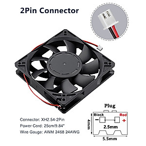 GDSTIME 24V DC Brushless Cooling Fan, 120mm Case Fan, Dual Ball Bearings 120mm x 120mm x 25mm Cooler Fan