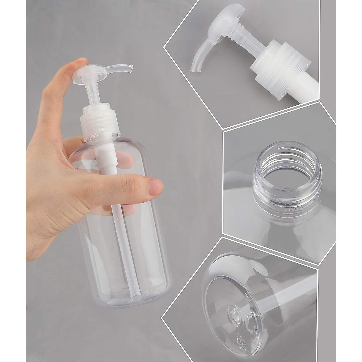 Pump Bottle, Dedoot 2 Pack Clear Empty Plastic Bottles with Pump 10oz Pump Bottle Dispenser for Shampoo, Lotion and Wash Soap
