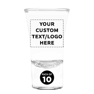Custom 2 oz. Lord Shooter Etched Shot Glasses, 10 pack, Personalized Text, Logo, 21st Birthday Party, Lounge Glassware, Clear