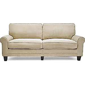 Serta Copenhagen 78" Sofa - Pillowed Back Cushions and Rounded Arms, Durable Modern Upholstered Fabric - Marzipan