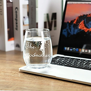 JERIO Godparent Gifts Godmother Wine Glass Godfather Beer Glass Gifts for Godparents