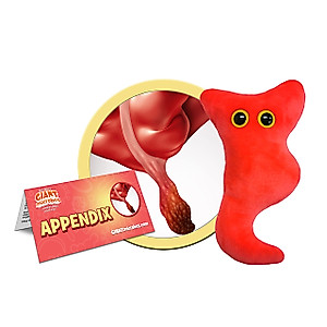 GIANTmicrobes Appendix Plush, Appendix Surgery Gift, Appendix Stuffed Animal, Appendix Gifts, Appendix Plush Toy, Appendicitis Gift, Appendectomy Gift, Appendix Removal Gift, Surgery Recovery Gifts
