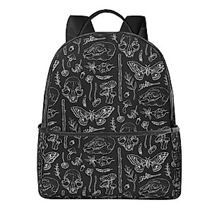 AMRANDOM Unisex Backpack Stylish Bookbag School Casual Travel Bag Daypack Adjustable (Butterfly Skull Head Mushroom Leaf Specimen)