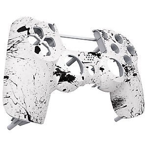 eXtremeRate White Splashing Spray Patterned Custom Faceplate Cover, Replacement Front Housing Shell Case Compatible with ps4 Slim Pro Controller JDM-040/050/055 - Controller NOT Included