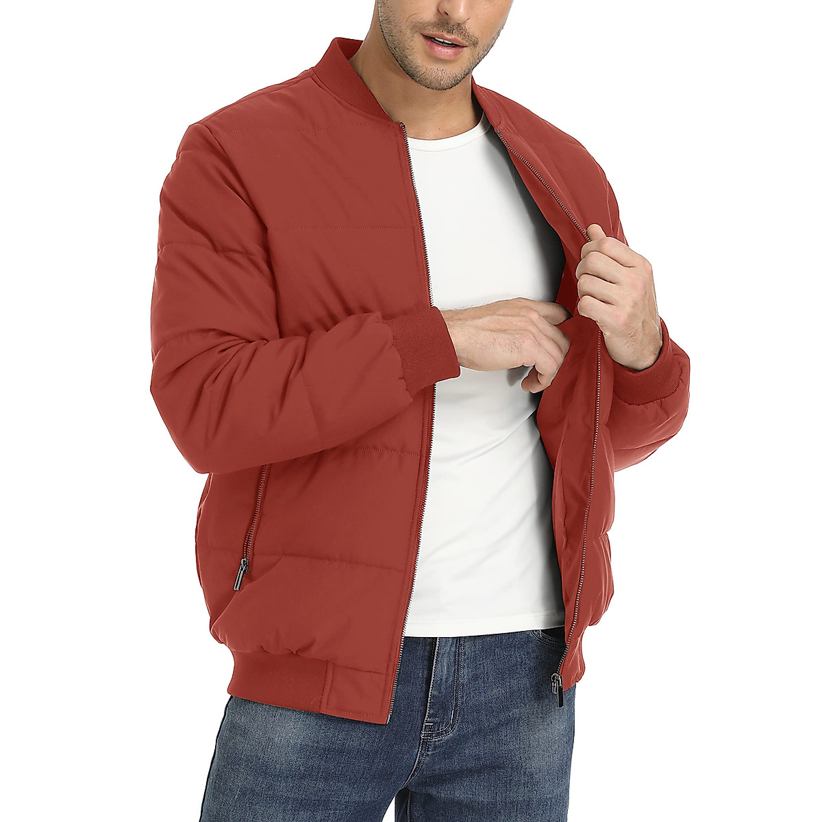 TACVASEN Bomber Jacket Men Work Casual Varsity Lightweight Winter Warm Jackets for Men