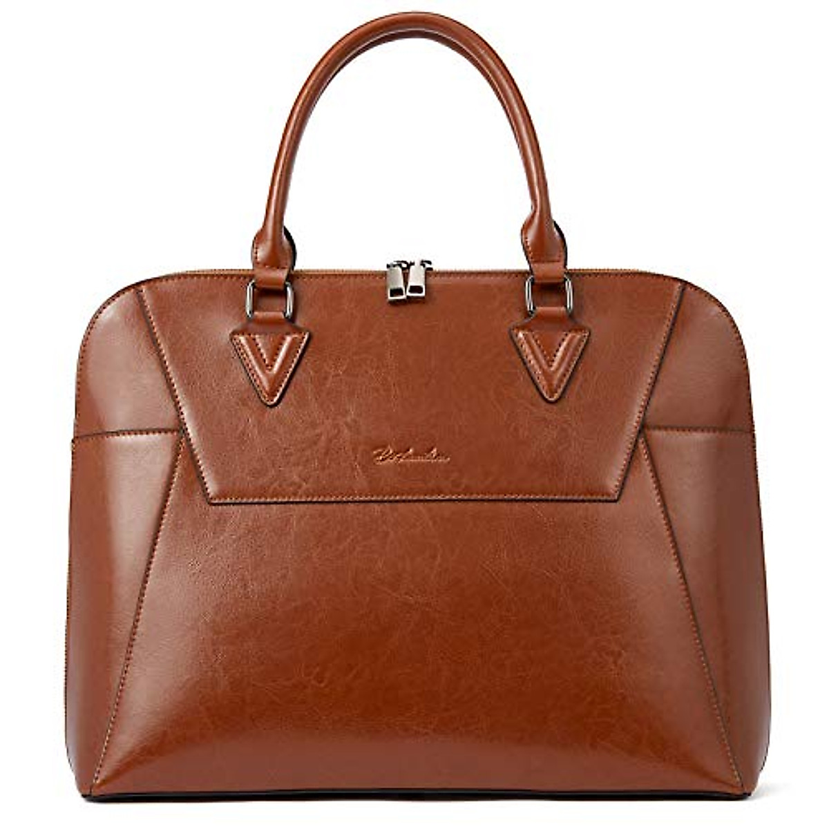 BOSTANTEN Briefcase for Women Leather 15.6 inch Laptop Shoulder Bags Office Work Crossbody Handbag Brown