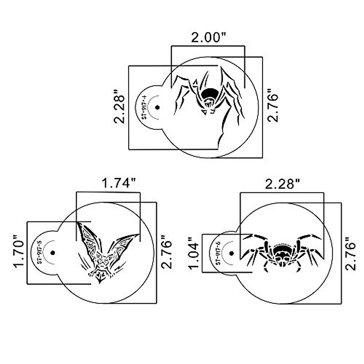 ART Kitchenware 6pcs Halloween Spiders Bats Cookie Stencil Set Cake Stenciling Fondant Cake Decorating Supplies Cookie Cake Decoration Mold Beige/Semi-Transparent ST-917S
