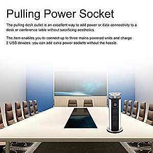 Ginyia Desktop Power Outlets, 3 Power Socket Retractable Electric Socket Pulling Power Socket for Kitchen, Office, Meeting Room, Conference Table(US 110V)