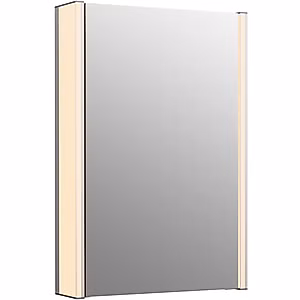 KOHLER K-81144-SLE-DA1 Maxstow Medicine Cabinet with LED Light, Mirror Door & Staggered Shelves, Rectangular Frame, 17" x 24"