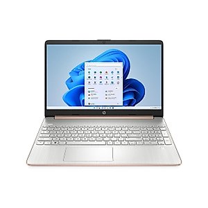 HP 2023 15'' HD IPS Laptop, Windows 11, Intel 4-Core Processor Up to 2.60GHz, 8GB SA RAM, 128GB SSD, HDMI, Super-Fast 6th Gen WiFi, Dale Gold (Renewed)