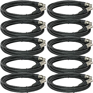 10Pack 25 FT Foot XLR 3 Pin Male Female MIC Microphone Shielded Audio Cable Cord