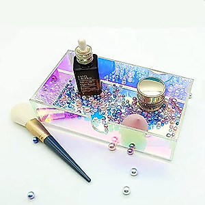 Pahdecor Iridescent Vanity Tray for Bathroom Countertop, Iridescent Home Decor, Decorative Skincare Tray, Bathroom Tray for Countertop, Skincare Organizer