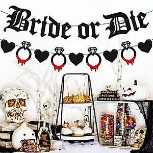 Halloween Bachelorette Party Decoration Bride or Die Banner Hallow Single Life Backdrop Halloween Gothic Death Bride to be Bridal Shower Engagement Wedding Party Decor