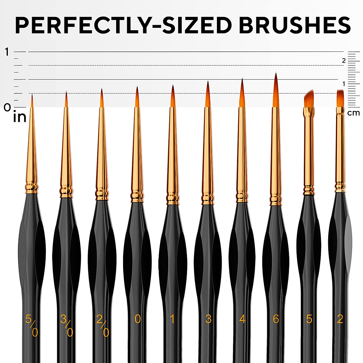 Professional Miniature Paint Brushes - Paint Brush Set of 10 Detail Paint Brushes - for Fine & Art Painting - w/ Comfortable Grip Handles - Perfect for Acrylic, Watercolor, Oil, Models, Warhammer 40k