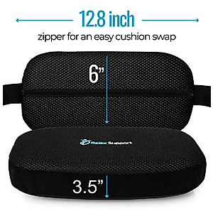 RELAX SUPPORT RS5 Lumbar Support Pillow for Car Back Support - Lumbar Roll w/Multiple Inserts for 6 Customized Firmness Levels for a Pain Free Driving - Adjustable Chair Back Support for Car Seat