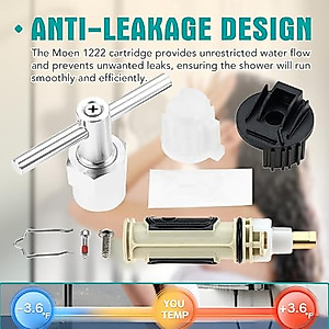 Yetaha 1222 Replacement Cartridge with 104421 Cartridge Puller Removal Tool, Retainer Clip, and 116653 Handle Adapter Kit, Compatible with Moen Tub Shower & Moen Faucet Bathtub Shower Valve Parts