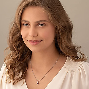 PEORA 14K White Gold Created Alexandrite with Genuine Diamond Pendant for Women, Color-Changing Solitaire, 1 Carat Heart Shape AAA Grade