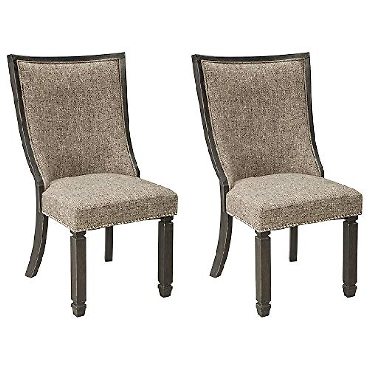 Signature Design by Ashley Tyler Creek Urban Farmhouse Upholstered Dining Chair, 2 Count, Almost Black