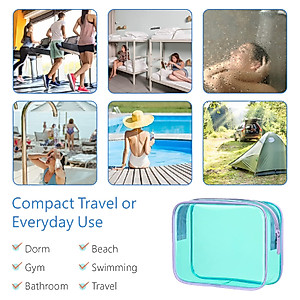 PACKISM Clear Makeup Bags, 3 Pack Tsa Approved Toiletry Bag with Zipper, Water-resistant Clear Cosmetic Bags Fit Travel Essentials, Carry-on Airport Airline Compliant Toiletries Bag, Mint Green