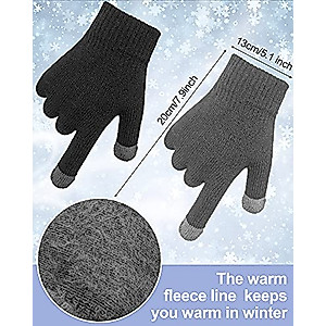 6 Pieces Kids Winter Hat Glove Scarf Sets Knitted Toddler Cap Beanie Touchscreen Mitten Neck Warmer for Boys Girls 5-14 Years (Grey, Black)