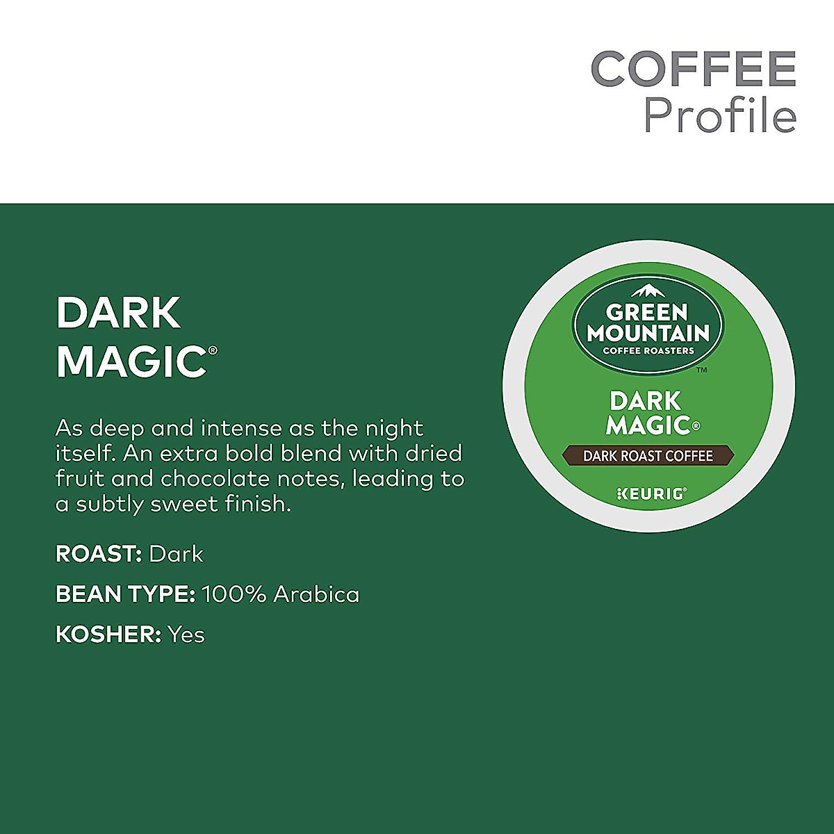 Green Mountain Coffee Roasters Dark Magic Keurig Single-Serve K-Cup Pods, Dark Roast Coffee, 144 Count
