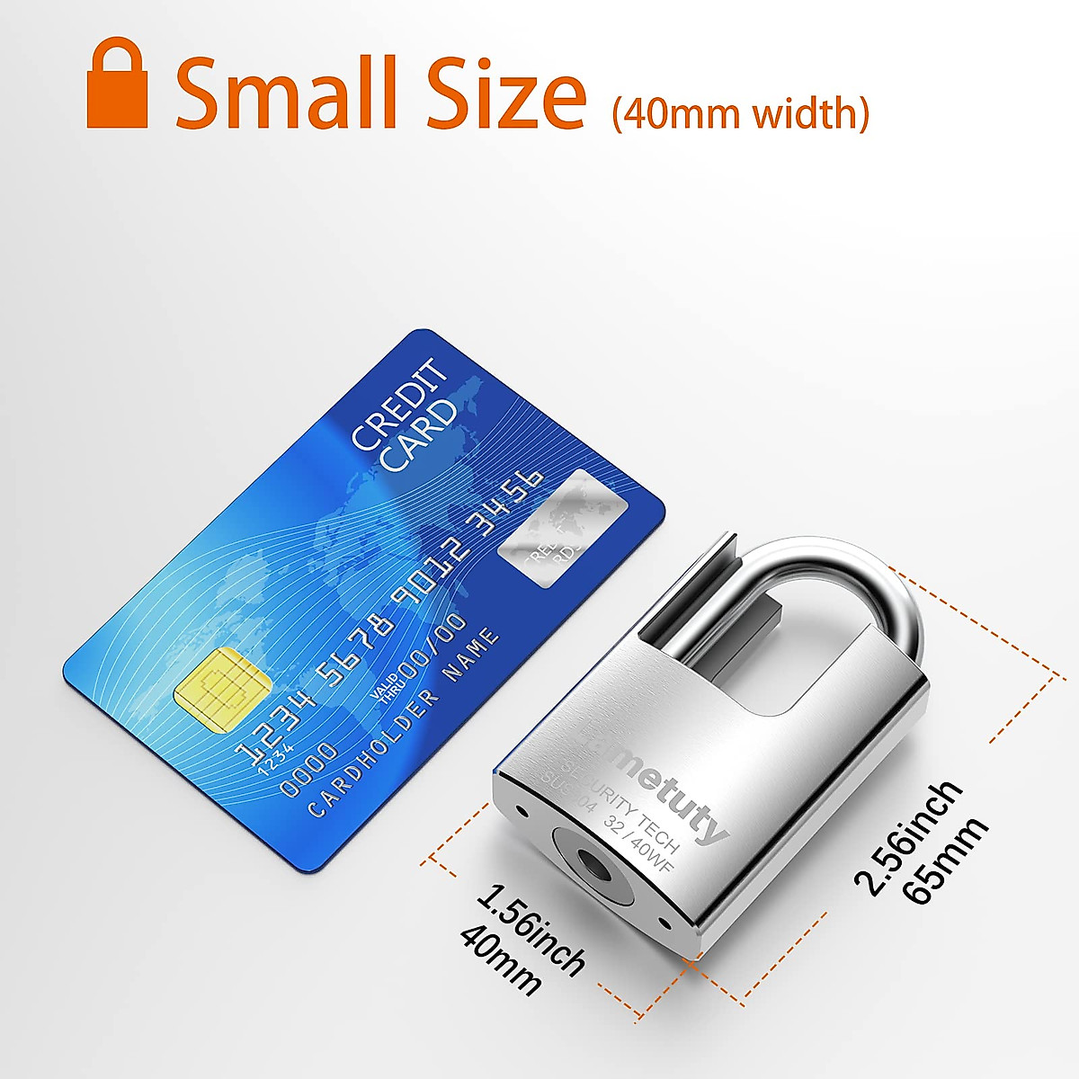 Stainless Steel Keyed Padlock for Outdoor Use, 40mm Width Anti Rust Heavy Duty Padlock Weatherproof, Security Padlock for Door, Gate, Garden, Garages, Fence, Warehouse, Tool Box (40mm-3Keys)