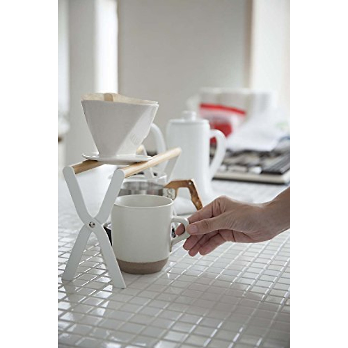 YAMAZAKI home Tosca Coffee Dripper Stand WH Space saving One Size White