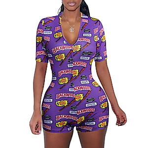 MissShorthair Short Sleeve Onesies for Women, Onesie Pajamas for Women Shorts (Backwoods Purple, XL)…