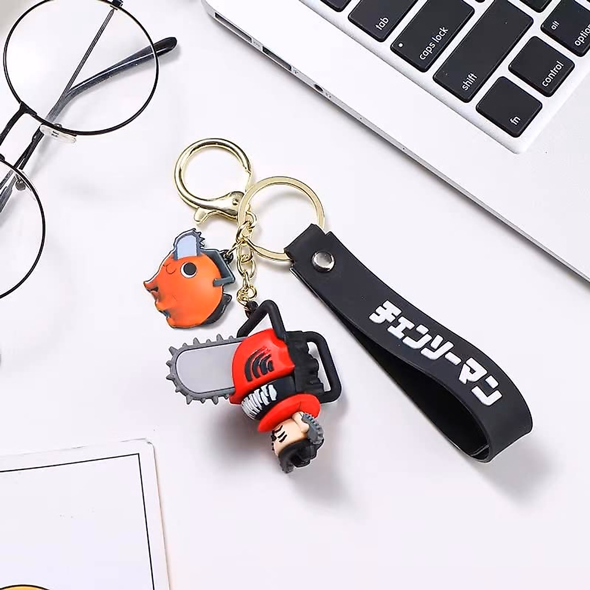 Wellcalmly Anime Chain-saw Men Pochita Keychains Chainsaw Pochita Cosplay Metal Keychains Accessory Gifts For Women Men (black)