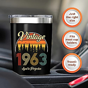 ZAGKOO 61th Birthday Gifts For Women, Men - 60th Birthday Decorations Women, Men - 1963 Birthday Gift Ideas For Men, Women - 61th Birthday Gift Ideas - Happy 61th Birthday, Turning 61 Cup