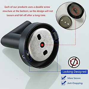 SWHYGER Towel Coat Hook Matte Black SUS304 Stainless Steel Bathroom Clothes Cabinet Closet Sponges Robe Hook Wall Mounted Round Kitchen Heavy Duty Door Hanger 2 Packs,96018-8MB.