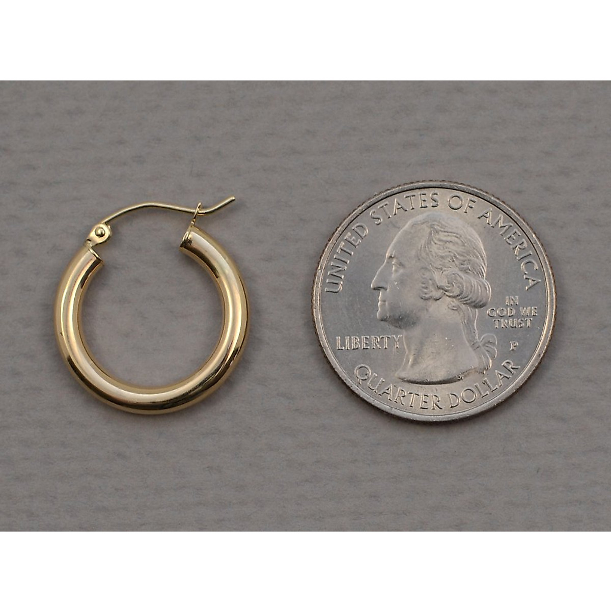 14K Yellow Gold Thick Tube Hoop Earrings w/Click-Down Clasp, (3mm Tube) (20mm)