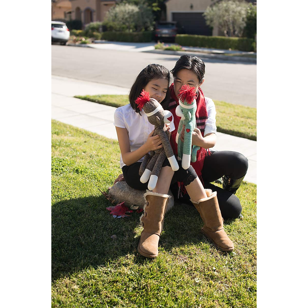 Plushland Adorable Brown Sock Monkey, The Original Traditional Hand Knitted Stuffed Animal Toy Gift-for Kids, Babies, Teens, Girls and Boys Baby Doll Present Puppet 20 Inches