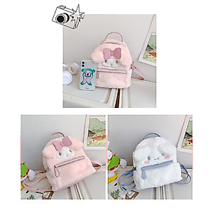 Cute Girl Plush Bag Backpacks for School, 3D Kawaii Animal Cartoon Schoolbag for Girl Bookbag School Supplies, Pink Rabbit