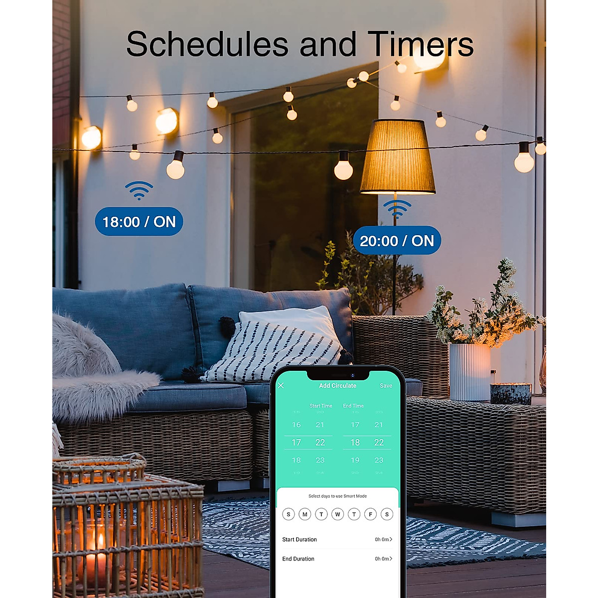 OHMAX Outdoor Smart Plug, Wi-Fi Outlet Timer Works with Alexa Google Assistant, IPX4 Weatherproof, App Control, Smart Home Plug for String Lights Christmas Decor, FCC, 2.4GHz Wi-Fi Only, 15A/1800W