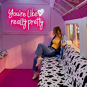 Brochao You're Like Really Pretty Neon Sign LED Neon Light for Wall White Neon Signs for Bachelorette Party Birthday Engagement Party Wedding Decoration with Switch (16" x 11")