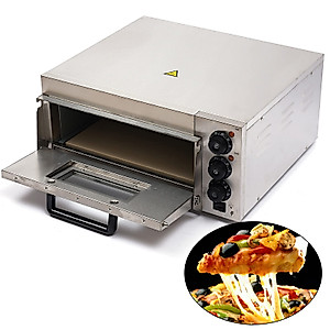 PIAOCAIYIN Commercial Pizza Oven Countertop, 1500w Bakery Oven, Stainless Steel Electric Pizza Oven, Pizza Oven Indoor, Single Layer, Adjustable Time, for Baking Equipment Home Use