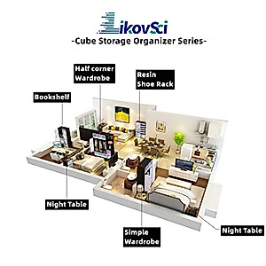 LIKOVSCI 24 Pairs Plastic DIY Shoe Rack, 12 Cubes Portable Shoe Shelves, Modular Shoe Storage Organizer Units, Space Saving Closet Cabinet with Doors for Bedroom Living Room Entryway Hallway