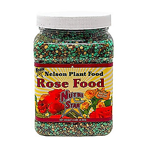 Nelson Plant Food Rose Food for All Types of Roses Climbing Tea Knock Outs Grandiflora with Five Sources of Nitrogen Nutri Star 18-14-10 (2 LB)