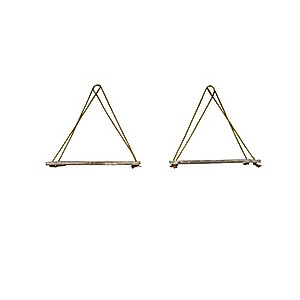 Trademark Innovations Wood Wall Rope Hanging Floating Shelves - Set of 2