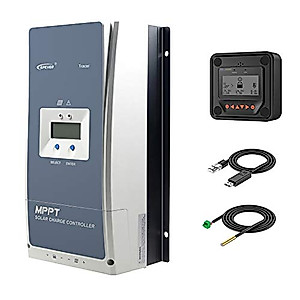 EPEVER MPPT Solar Charge Controller 80A Negative Ground 200V PV Solar Panel Charger with MT50 Remote Meter Temperature Sensor & PC Communication Cable